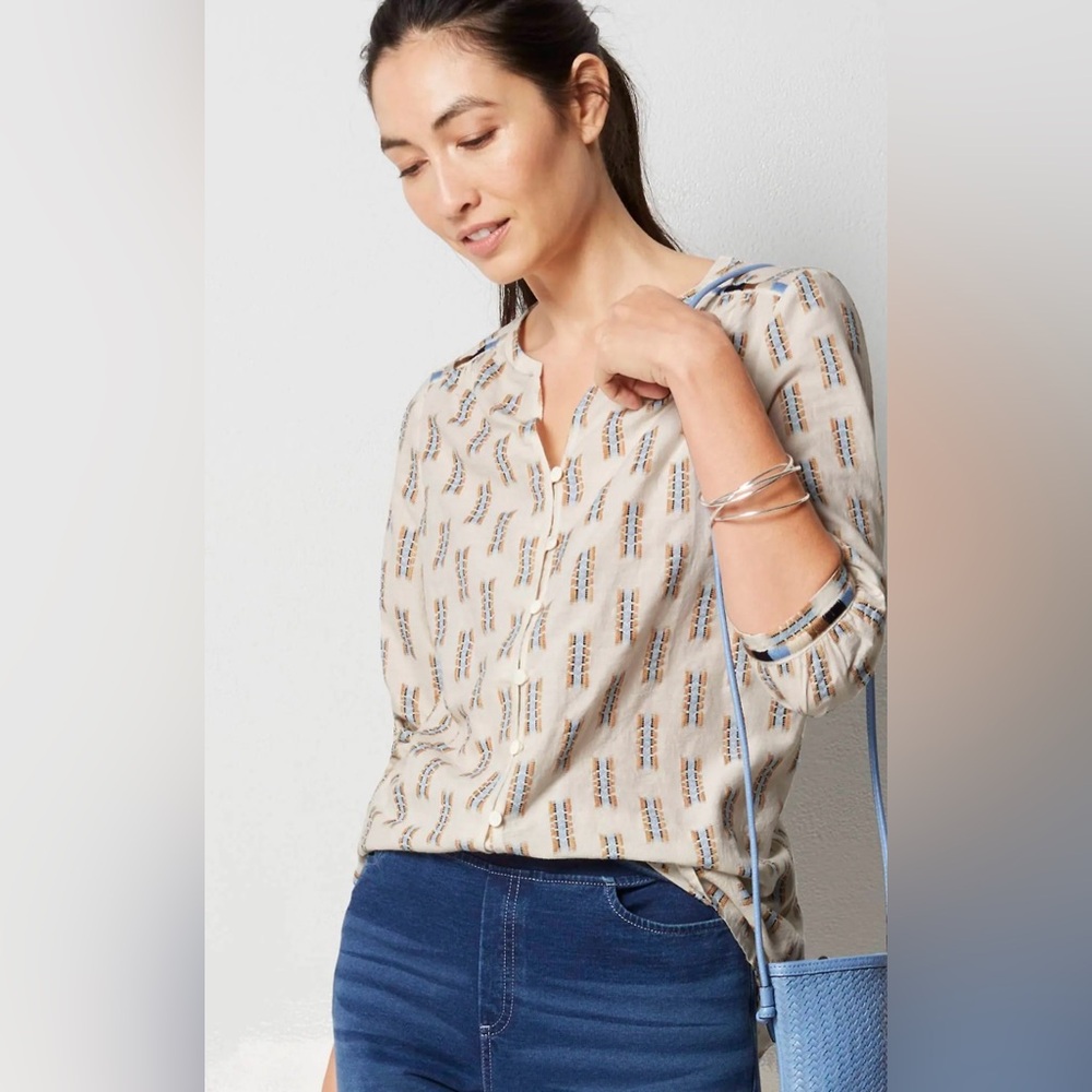 J. Jill Pure Jill Easy Button Front Embroidered Blous… - Gem